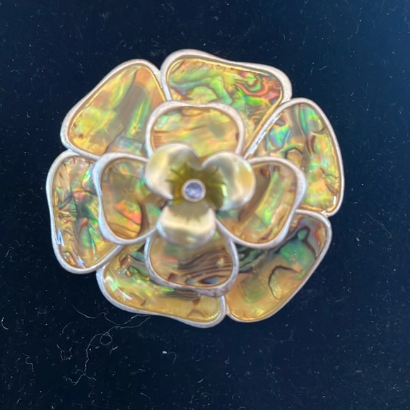 Vintage | Jewelry | Vintage Yellow Abalone Shell Flower Brooch | Poshmark